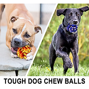 LosFong Large Dog Chew Toys for Aggressive Chewers, 6 Pack Almost Indestructible Dog Balls for Large Dogs, Heavy Duty Dental Cotton Dog Rope Toy for Medium Dogs, Puppy Teething Chew Toys