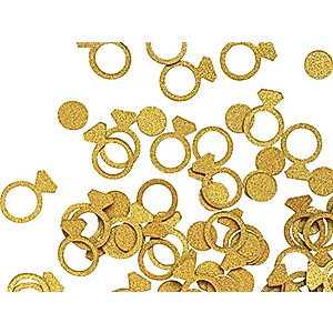 Miss to Mrs Banner, Garland & Confetti Set - Bachelorette, Engagement or Wedding Party Decorations - Sparkly Rose Gold Banner, Circle Garland & Super Fun Diamond Ring & Circle Confetti (Gold)