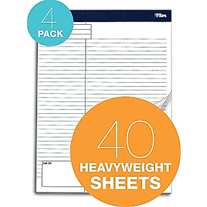 TOPS 77102 Docket Gold Planning Pad, Legal/Wide, 8 1/2 x 11 3/4, White, 40 Sheets, 4/Pack