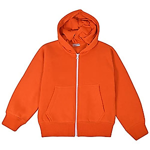 A2Z 4 Kids Unisex Plain Tracksuit Hoodie with Joggers Jogging Sweatpants Set - T.S Plain Orange 7-8
