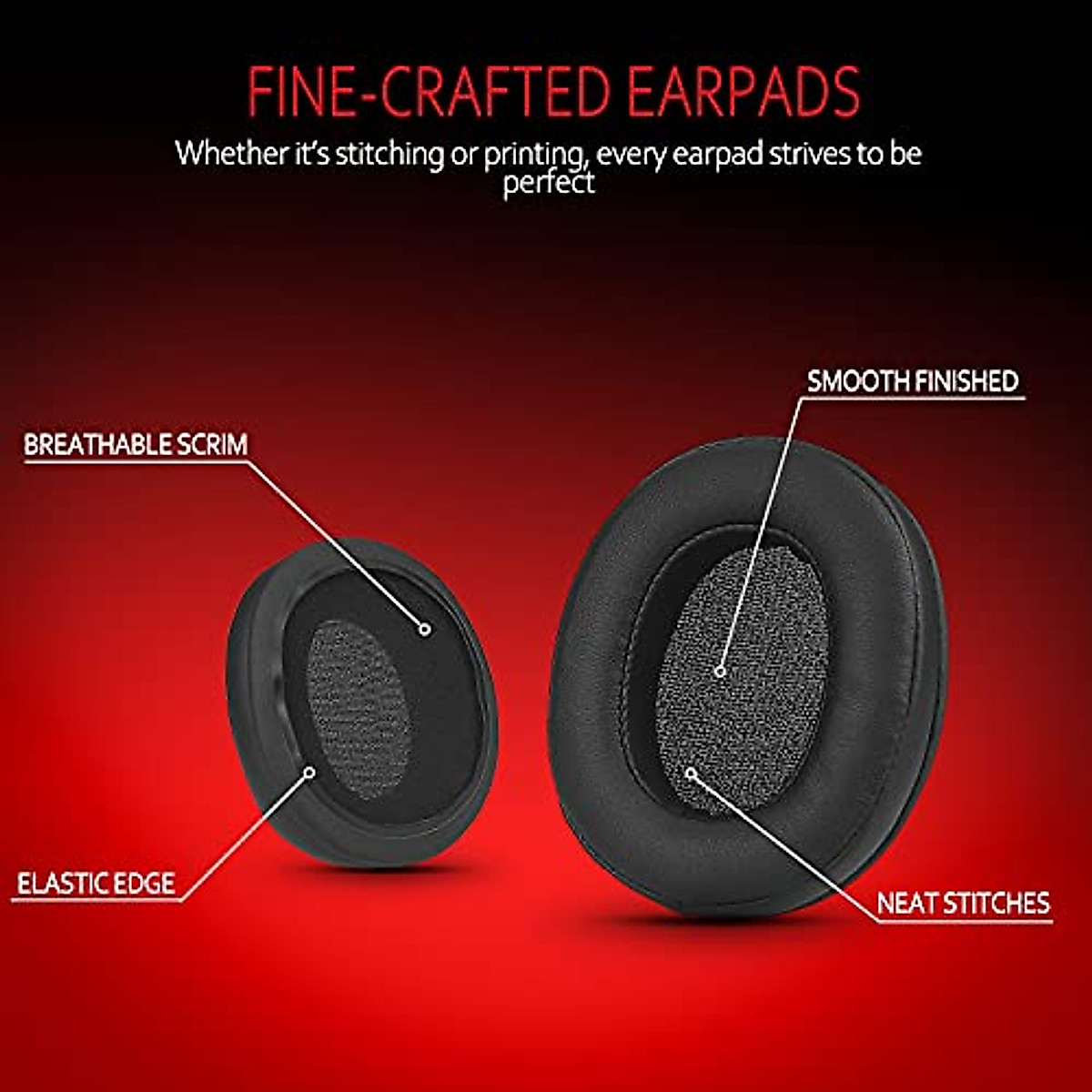 Krone Kalpasmos Premium Replacement ATH M50X earpads, Audio Technica Headphone Covers Fit ATH M50 M40X M40 M35 M30 MSR7, Large Oval Pads for ATH M-Series, Softer and Thicker Memory Foam Ear Cushions