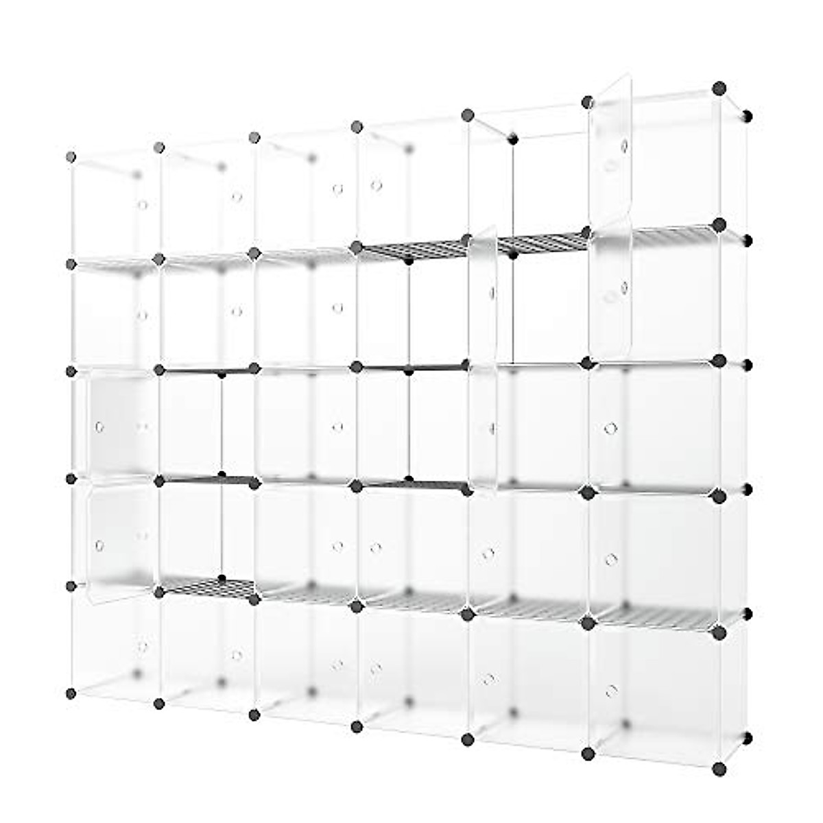 KOUSI Portable Storage Cube Cube Organizer Cube Storage Shelves Cube Shelf Room Organizer Clothes Storage Cubby Shelving Bookshelf Toy Organizer Cabinet, Transparent White, 30 Cubes Storage