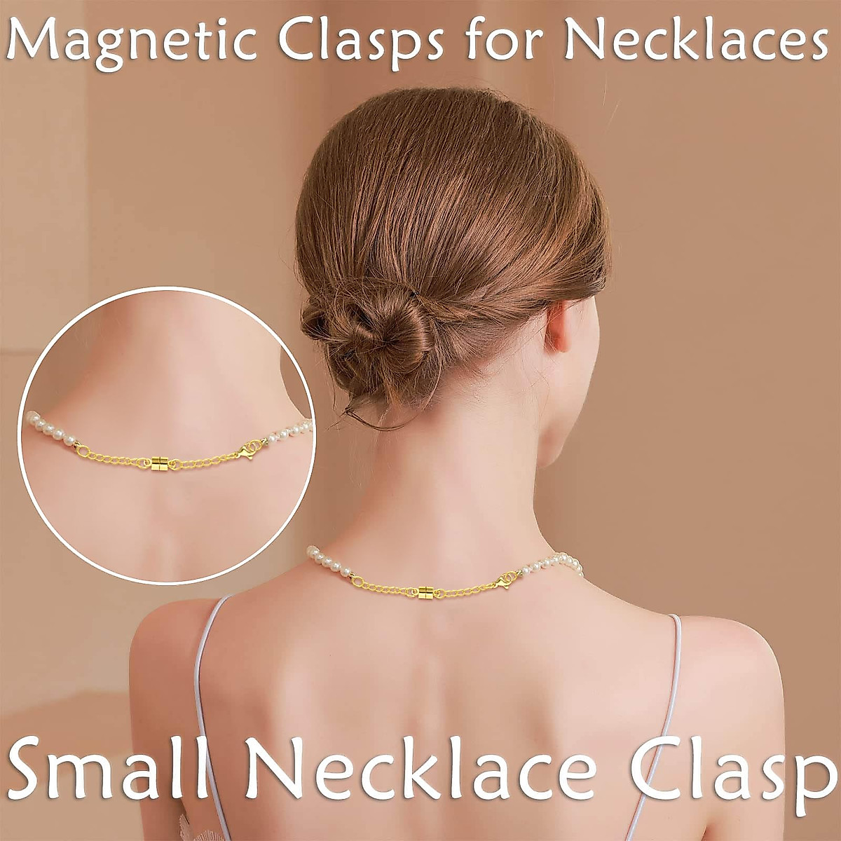 Qulltk Magnetic Necklace Extender Silver and 14K Gold Adjustable Chain Extenders for Necklaces,Magnetic Necklace Clasps and Closures with Extender Chains