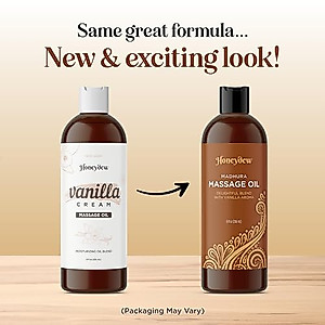 Vanilla Massage Oil for Date Night - Premium Easy Gliding Sensual Massaging Oil with Silky Smooth Non Greasy Non Staining Jojoba Coconut and Sweet Almond Oil - Therapeutic Grade Non GMO and Vegan