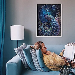 Buewutiry Peacock Diamond Painting Kits for Adults, DIY 5D Full Drill Diamond Art Kit for Adults Beginner, Diamond Dots Painting Craft for Home Wall Decor 12x16 Inch (Peacock)