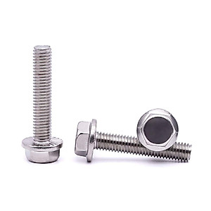 M8-1.25 x 40mm Stainless Steel Serrated Flanged Hex Head Bolts, 304 Stainless Steel 18-8 Flanged Hexagon Head Screws, Full Thread, Coarse Thread UNC, 15 PCS