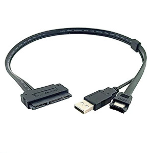 chenyang eSATA to SATA 22Pin Data Transfer Extension Cable with USB 2.0 Power Support 5V Power for 2.5" Hard Disk Drive 50cm
