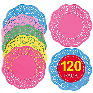 Baker Ross EV191 Colored Paper Doilies - Pack of 120, ⁠Creative Art Supplies for Children, Paper Crafts, Card Making, and Decorations, Multicolor