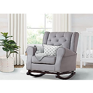 Delta Children Emma Upholstered Rocking Chair,Wood, Dove Grey