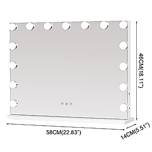 SHOWTIMEZ Vanity Mirror Makeup Mirror with Lights, Hollywood Vanity Makeup Mirror with LED Lights for Dressing Room & Bedroom, W22.8xH17.5in.
