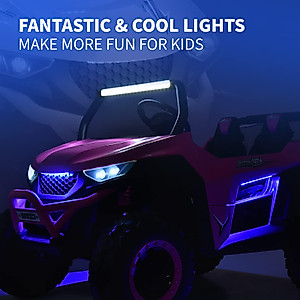 Joywhale 24V 2 Seater Kids Ride on UTV Car Powerful Electric Vehicle, with 4x75W Strong Motors, Big Battery, Easy-Drag System, 2.4G Remote Control, Soft Braking, Spring Suspension, Music, BW-U20