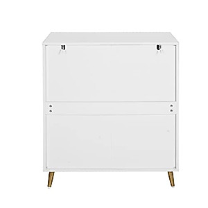 Pvillez 4 Drawer Dresser, Wood Drawer Chest, Tall Storage Dresser Cabinet Organizer Unit with Metal Legs, White Dresser for Bedroom, Living Room, Baby, Kids, Nursery, Closet Dresser, Night Stand