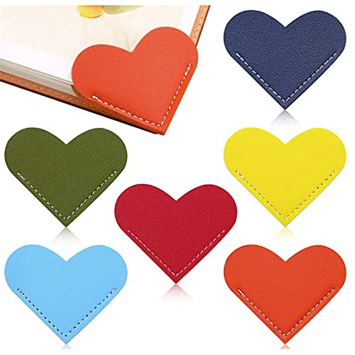 10 Pieces Leather Heart Bookmarks Page Corner Book Marks Markers Stylish Handmade Reading Accessories for Bookworm Lovers,Kids,Women,Men,Teachers,Students,Birthday Christmas Graduation Gift