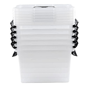 Jandson 5.5 Quart Clear Latching Storage Box, Plastic Container Bin, 6 Packs