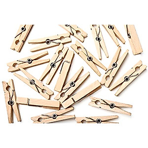 DecorRack Wooden Clothespins, Natural Wood Clothes Pegs, Arts and Craft Pins, Snack Clips, Indoor/Outdoor (Set of 96)