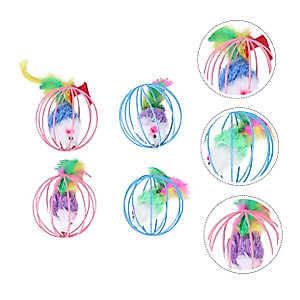Hohopeti Soft Toys 4pcs Cat Toy Wand Cat Toy Indoor Cat Toys Plush Cat Toys Cat Rat Toy Cats Toys Mice Rattle Cat Toys Plush Rat Toy Cats Teaser Toy Kitten Funny Playing Toy Fake Chew Cat Mice Toys