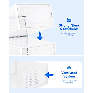 FINESSY Clear Shoe Storage Boxes Stackable - 12 Pack Shoe Box Clear Plastic Stackable for Sneaker Storage, Plastic Shoe Containers Boxes Organizer with Lids, Shoe Bin Display Case Closet Organization