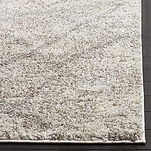 SAFAVIEH Berber Shag Collection 5'5" x 7'7" Cream / Light Grey BER162C Moroccan Non-Shedding Living Room Bedroom Dining Room Entryway Plush 1.25-inch Thick Area Rug