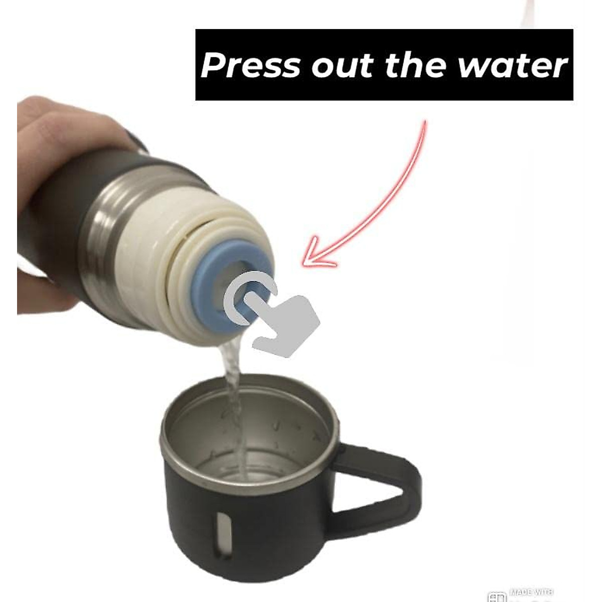 RTO Original Coffee Thermos Set with 3 Cups, Stainless Steel Insulated Flask 500ml/16oz for Hot & Cold Drinking, Also Includes Protection Box for Portability (Blue)