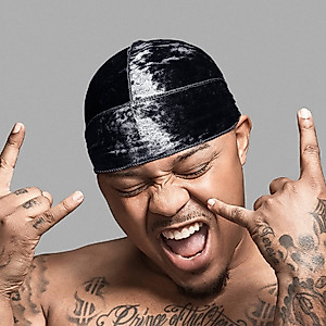 KISS COLORS & CARE Power Wave Velvet Luxe Durag - Black, Breathable, Stretchy Velvet Fabric Ideal For Wave Formation & Overnight Comfort, Stylish & Practical For All Hair Types, 0.13 pounds