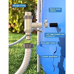 POOLHACKER Pool Plunger Valve Plus for Above Ground Pool- Pool Pipe Holder with Plunger Valve for Pool Parts and Accessories, Shut Off Valve for Above Ground Pool, Replacement for Pool Fittings