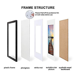 Sindcom 12x16 Frame 3 Pack, with Detachable Mat for 11x14 Pictures, Wall Mounting Charcoal Gray Photo Frame, Pre-Installed Hanging Hooks for Portrait or Landscape Mode