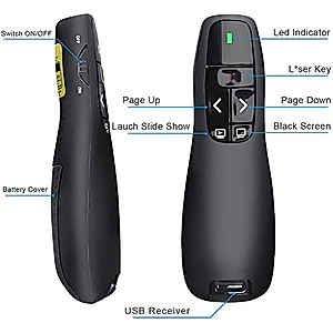 Presentation Clicker for PowerPoint Presentation Remote, RF 2.4GHz Wireless Presenter Remote USB Google Slide Advancer PPT PowerPoint Clicker for Mac, Keynote, Computer, Laptop