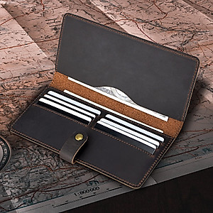 Wallets for Women Leather Card Organizer Ladies Slim Wallet Purse (Coffee)