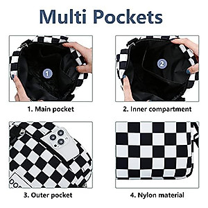 DOB SECHS Crossbody Purse Small Messenger Bags for Women Men Shoulder Bag, Black White Checkered