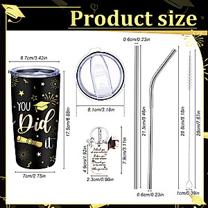 Ovveroche 8 Pack 2025 Graduation Gifts 20oz Graduation Tumblers with Lids Straws Brushes, Stainless Steel Insulated Coffee Mug Graduation Keepsake Grad Gift Graduation Party Supplies