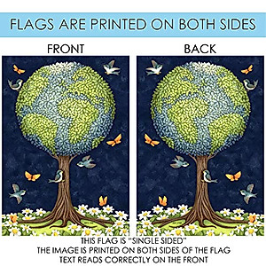 Toland Home Garden 119147 Earth Tree Earth Flag 12x18 Inch Double Sided Earth Garden Flag for Outdoor House Globe Flag Yard Decoration