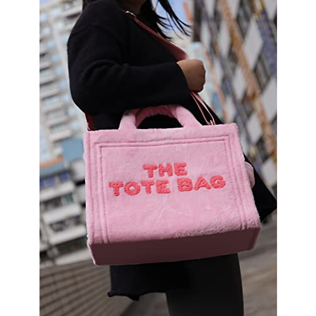 Fancy Forest The Tote Bag for Women with Zipper,Fluffy Faux Fur Handbag/tote bags