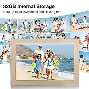 Digital Picture Frame 10.1 inch Wi-Fi Digital Photo Frame, Smart Wi-Fi Photo Frame Electronic with 32GB Storage IPS Display, Easy Setup to Share Photos or Videos by Frameo App Anywhere Anytime