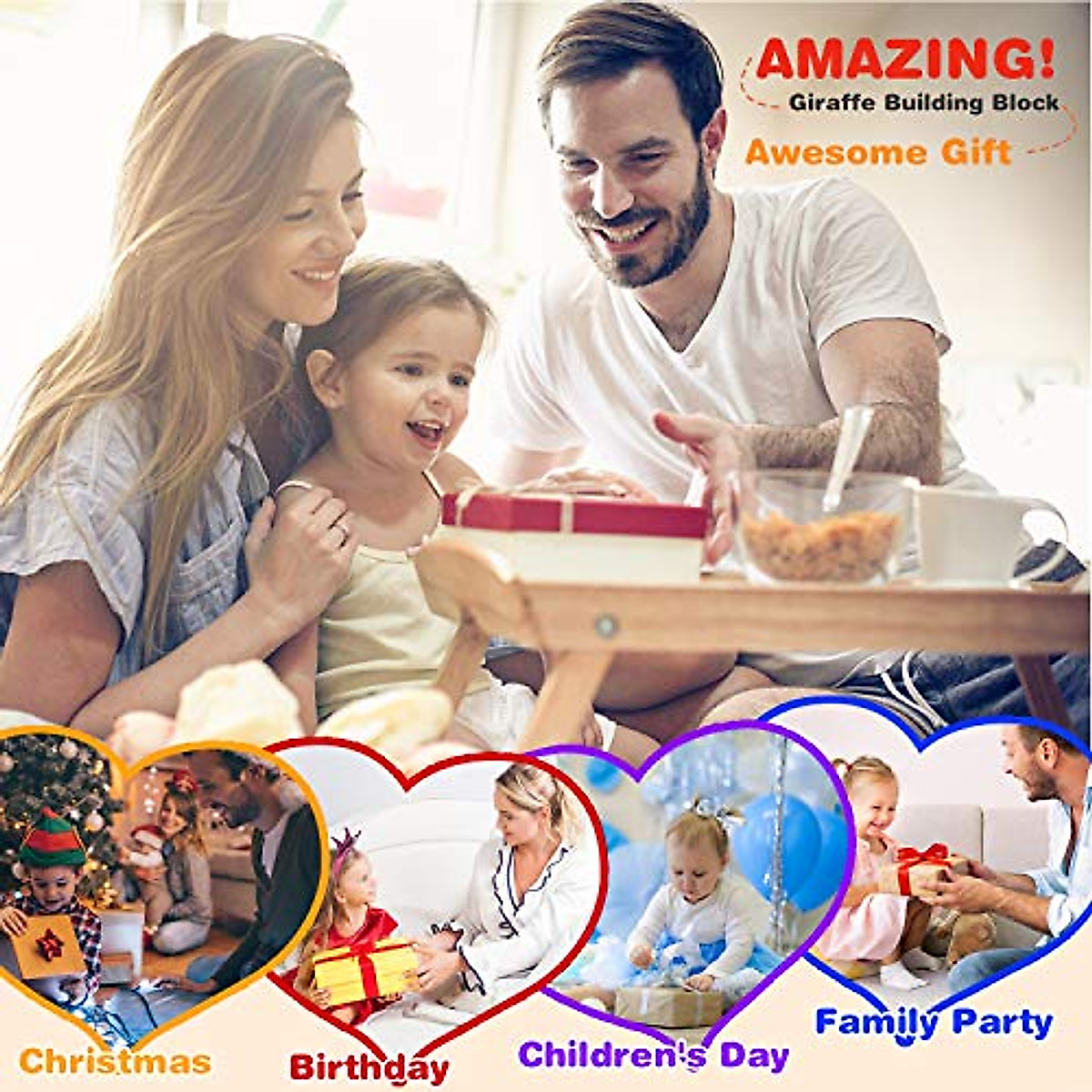 MOONTOY Giraffe Baby Blocks Building Blocks Baby Stacking Toys for Toddlers 1-3, Montessori Toys for 1 2 3 Year Old Girl Boy Kids Birthday Gift, Number Color Count Educational Baby & Toddler STEM Toys