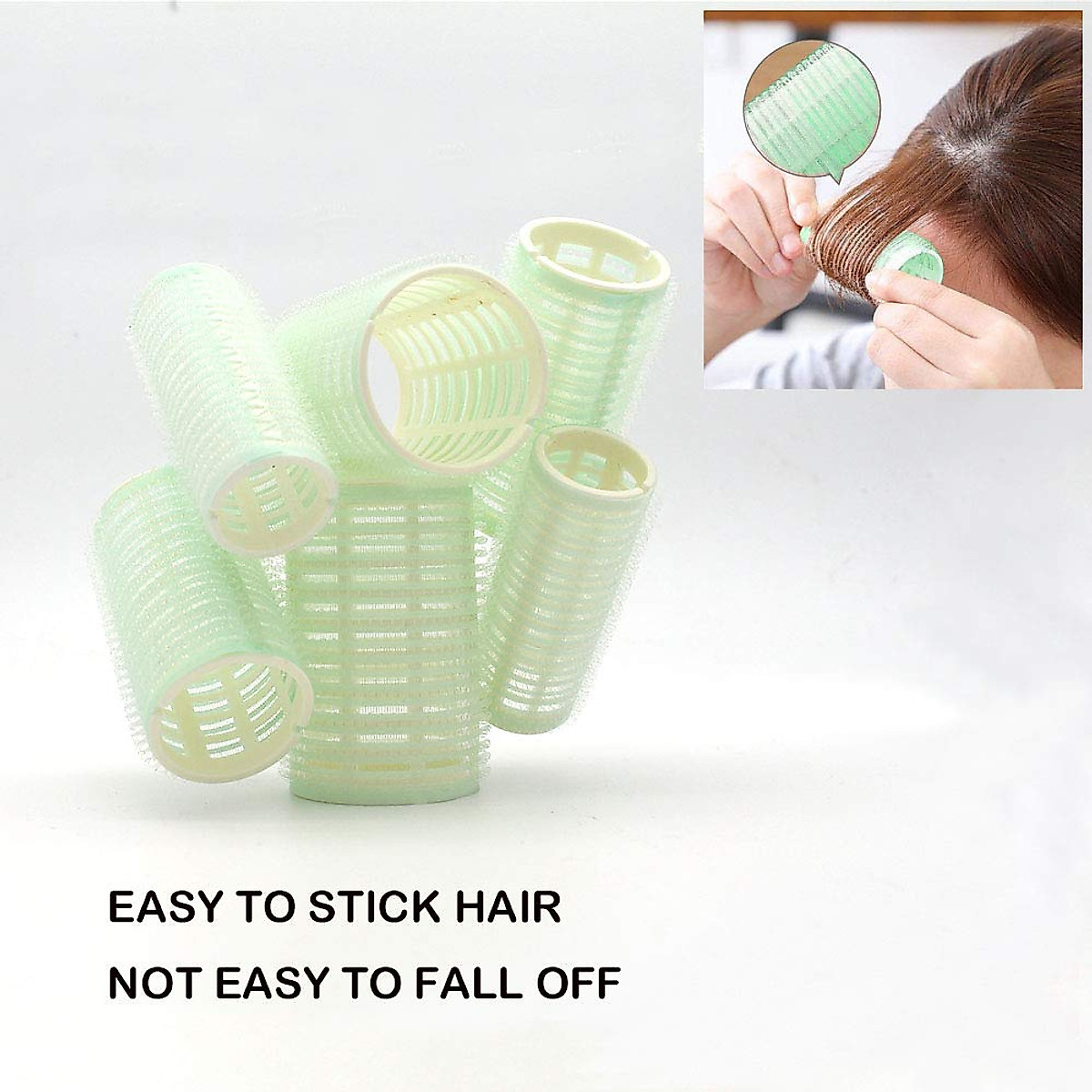 Taouwan Self Grip Hair Rollers Set,Natural Fluffy Hair Roots Hair Styling Tool, Hairdressing Curlers for Women,Large.Medium.Small 6 PCS DIY Self Grip Curlers (Cyan)