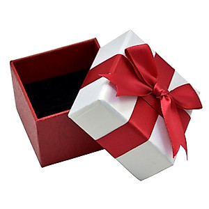 Paialco Jewelry Package Paper Gift Box Red Ribbon Bow-Knot 2 1/4-Inch by 2 1/4-Inch
