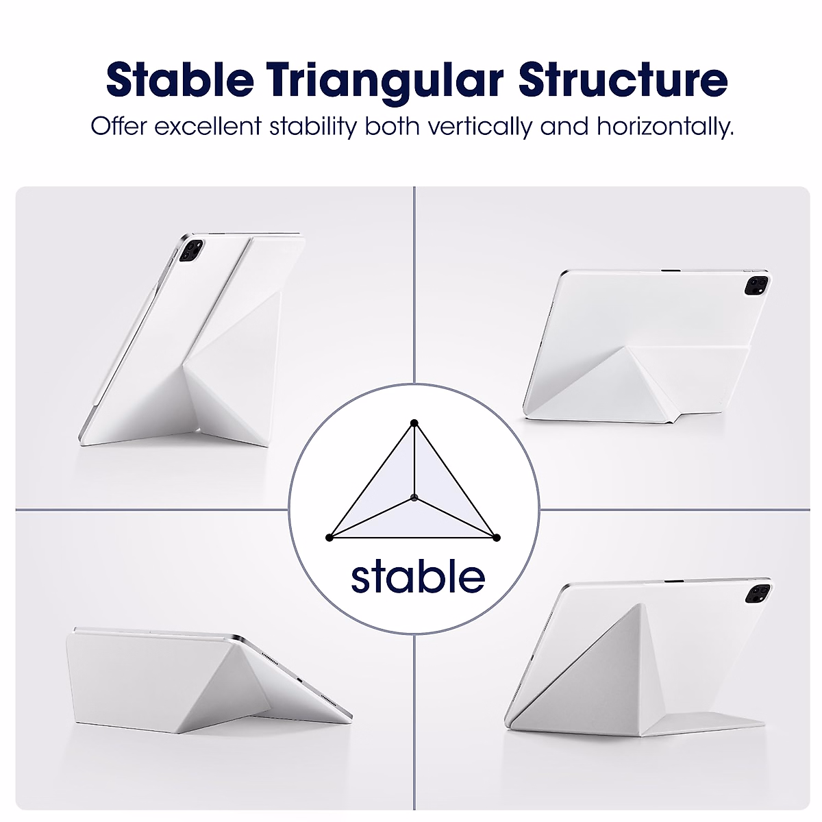 PITAKA iPad Pro 11 Inch Case, Compatible with iPad Air M3/M2 11 Inch (4-7th Gen) & 2022/2021/2020/2018 iPad Pro 11 (1-4th Gen), Portrait/Landscape Magnetic Case with 4 Standing Angles - White