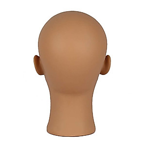HAIRWAY Female Bald Mannequin Head Professional Cosmetology Face Makeup Doll Head for Wig Making Display Hats Eyeglasses Wig Head with T Pins (Light Brown 21.5 Inch)