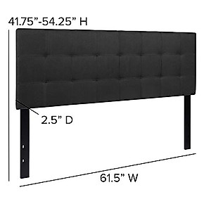 Flash Furniture Bedford Tufted Upholstered Headboard for Queen Size Bed, Contemporary Fabric Tufted Headboard with Adjustable Height, Black