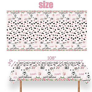 Letromp Holy Cow Birthday Party Table Cloth 3 Pack 54'' x 108'' Pink Cow Print Table Covers for Farm Animals Cow Theme Girls Baby Shower 1st 2nd 3rd 4th Birthday Party Table Supplies Decorations