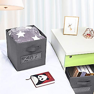 TomCare Storage Cubes Foldable Fabric Cube Storage Bins with Dual Metal Handles Cloth Storage Bins Cubes Baskets Containers for Home Shelves Closet Organizers Cubbies Cube Storage, 6 Pack, Grey