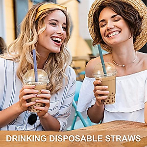 100 Pcs Jumbo Smoothie Straws, Disposable Wide Plastic Drinking Straws, Colorful Plastic Straws for Milkshakes, Smoothies, Boba, Bubble Tea, Ice Coffee - 8.5"L, 0.4" D
