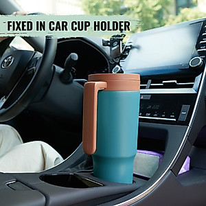 Fijinhom 40 oz Tumbler with Handle and Straw, Triple Layer Insulated Stainless Steel Water Bottle with Infuser, Travel Tumbler Fit Most Cupholder, Gifts for Women & Men, Lake Blue