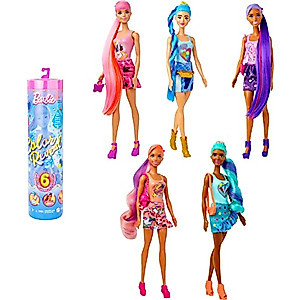 Barbie Color Reveal Doll with 6 Unboxing Surprises, Totally Denim Series with Patchwork Print & Color Change