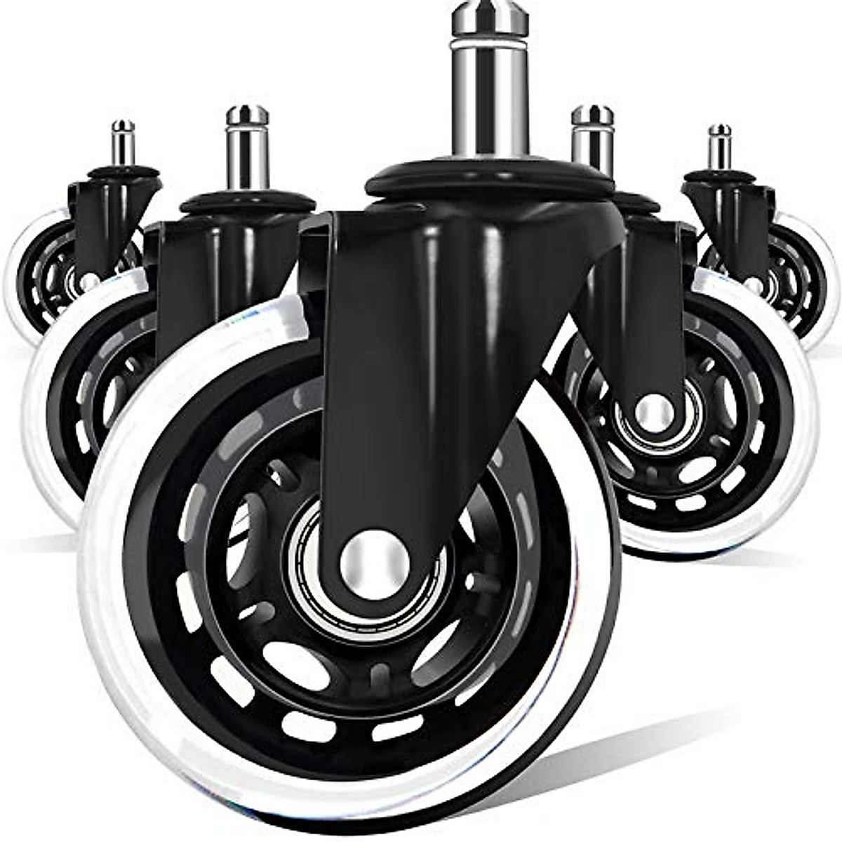 Office Chair Wheels Compatible with IKEA Chairs,10mm Stem (Set of 5), 3" Heavy Duty Replacement Swivel Rubber Casters Quiet & Smooth Rolling Compatible with IKEA Chair Casters, Protection for Floors.