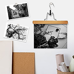 AMKUFO 12 Pack Natural Wooden Pants Hangers with Clips Non Slip Skirt Hangers Trouser Clamp Hanger Solid Wood Hanger with 360° Swivel Hook