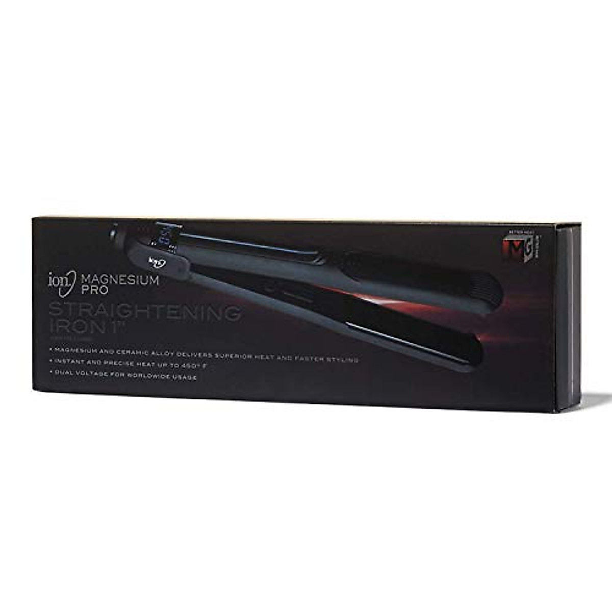 Ion Magnesium Flat Iron 1 Inch, Optimal Heat, Ceramic Tourmaline, Patented Korean Magnesium Technology
