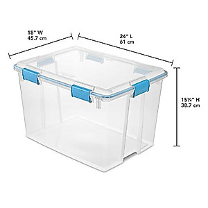 Sterilite 80 Quart Clear Plastic Stackable Storage Container Box Bin with Air Tight Gasket Seal Latching Lid Long Term Organizing Solution, 4 Pack