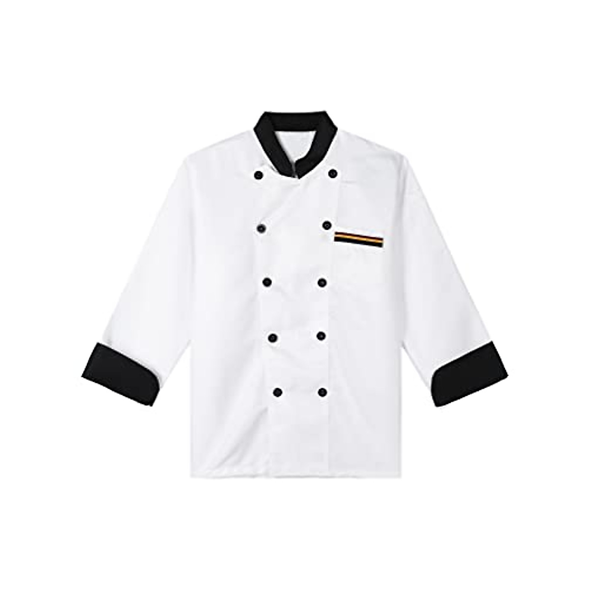 TiaoBug Men's Short Sleeve Chef Coat Jacket Restaurant Chef Uniform Breathable Tops with Pocket White B Large
