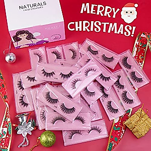 MAGEFY 24 Pairs Faux Mink Eyelashes, 4 Style Natural Fluffy False Eyelashes,Dramatic Reusable Fake Lashes Pack For Women
